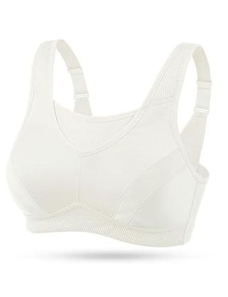 Wingslove Soutien-Gorge Brassiere Sport Femme Grande Taille Impact Elev&eacute; sans Armature Non Rembourr&eacute; Brassi&egrave;re Sport (Ivoire,115F)