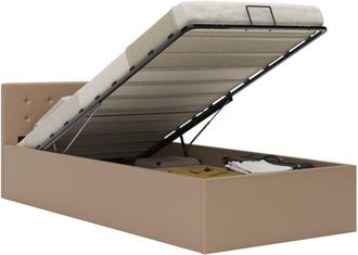 vidaXL Cadre de lit à stockage Cappuccino Similicuir 100x200cm Vidaxl