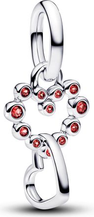 Pandora Moments Verbundene Herzen & Rote Steine Charm-Anh&auml;nger aus Sterling Silber mit Zirkonia, Kompatibel Me und Moments, 794435C01