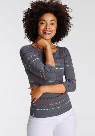 Kangaroos Langarmshirt sehr figurbetonte Passform, mit Zick-Zack-Muster, aus 100% Baumwolle