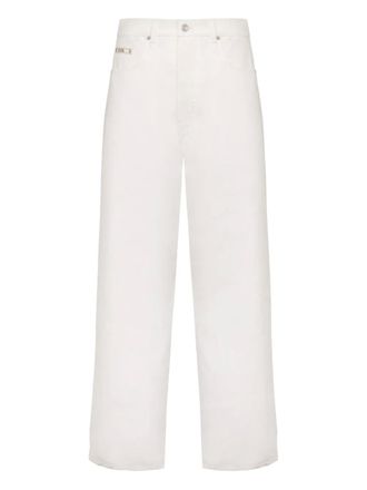 Moschino jean à plaque logo - Blanc