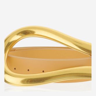 Bottega Veneta Womens Belt Calfskin Almond-Gold Almond/gold