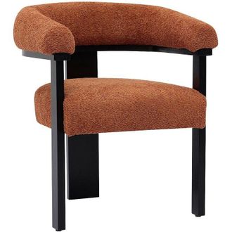 Vente-Unique Chaise avec accoudoirs en tissu bouclette et bois dh&eacute;v&eacute;a noir - Terracotta - LIVELIA de Pascal MORABITO