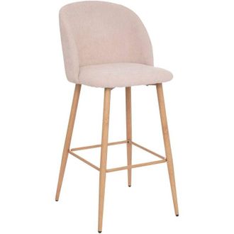 Atmosphera Atmosphera - Chaise de bar Celeste velours c&ocirc;tel&eacute; beige cr&eacute;ateur dint&eacute;rieur