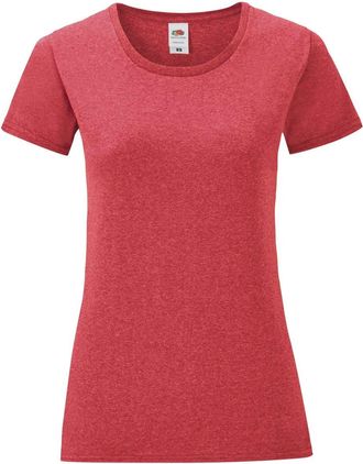 Fruit Of The Loom Ladies Iconic T-Shirt Gr&ouml;&szlig;e S - XXL, Farbe:Vintage rot meliert, Gr&ouml;&szlig;e:2XL
