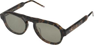 Thom Browne unisex, Accessoires, Brun, Taille: 52 MM Lunettes de soleil aviateur rondes