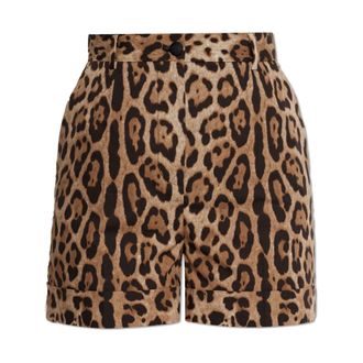 Dolce & Gabbana Femme, Shorts, Brun, Taille: 34 FR Short L&eacute;opard en Popeline