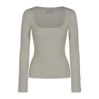 Courr&egrave;ges Femme, Pulls, Beige, Taille: 38 FR Haut en maille c&ocirc;tel&eacute;e Heritage