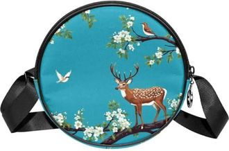 Generic Sac &agrave; bandouli&egrave;re rond pour femme, motif fleurs color&eacute;es, petit sac &agrave; bandouli&egrave;re avec fermeture &eacute;clair, bretelles r&eacute;glables, sac &agrave; main rond d&eacute;contra