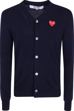Comme Des Gar&ccedil;ons Sweater V-Neck Cardigan Red Emblem Knit