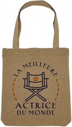 Fabulous Sac Shopping Tote Bag Aspect Lin - La Meilleure Actrice du Monde Cinema Theatre Com&eacute;dienne - Sac de Courses Toile Epaisse 360g Beige Naturel Cabas Por