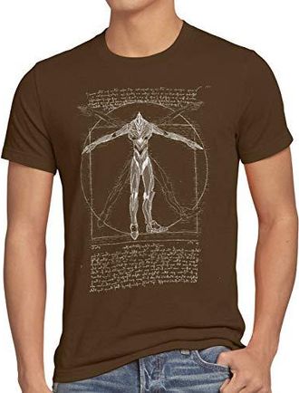 style3 Evangelion de Vitruve T-Shirt Homme Anime Robot Kaiju, Taille:M, Couleur:Marron