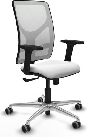 Piqueras y Crespo Wei&szlig;er Arbeitsstuhl mit 2D-Armlehnen, h&ouml;henverstellbare Lendenwirbelst&uuml;tze, ausgestattet mit 3 Positionen und Schneideschaum, Wei&szlig; / Wei&szlig;