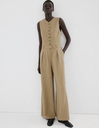 Mango Combinaison lyocell combin&eacute; kaki - Femme - XXS - MANGO