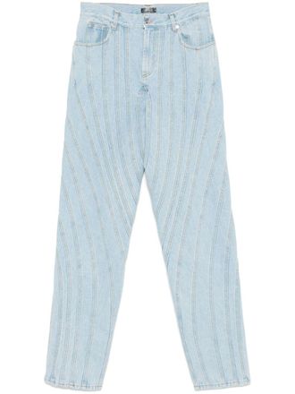 MUGLER jean &agrave; d&eacute;tails de coutures contrastantes - Bleu