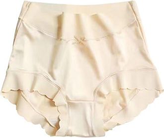 Generic Femmes Premium Satin Glace Soie Taille Haute Culotte Satin Glace Soie sans Couture façonnage Slips Glace Soie Taille Haute Pantie Culotte Menstruelle 