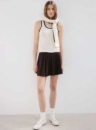 Mango Jupe &agrave; plis avec logo imprim&eacute; marron - Femme - S - MANGO