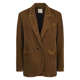 Forte_Forte Doppelreihige Jacke aus Baumwolle mit Flockprint - - Jackets - Damen - Braun - S