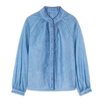 Oltre Lyocell-Mischung Shirt mit D&eacute;lav&eacute;-Effekt - - Blouses & Shirts - Damen - Blau - S