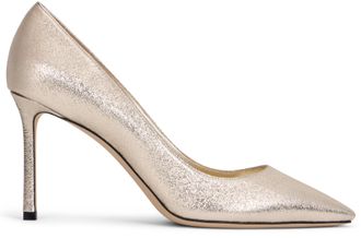 Jimmy Choo London Womens Pumps Romy 85 Platinum Calfskin High Heel Shoes