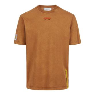 Iceberg Homme, Tops, Brun, Taille: L T-shirt couleur noisette à coupe droite en jersey teint en pièce avec détails de SpongeBob