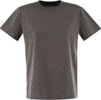 Fabiana Filippi Femme, Tops, Gris, Taille: 38 FR T-shirt &agrave; Manches Courtes Orn&eacute; de Pois