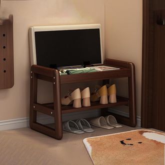 Generic 2-stöckige Eingangsbank Mit Kissen Und Aufklappbarem Schuhregal - Kiefer, 39,4 X 14,2 X 16,5 Zoll(Walnuta,21.7 * 14.2 * 16.5in)