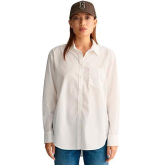 GANT Poplin Shirt Chemise en Popeline Rel, White, 36 Femme