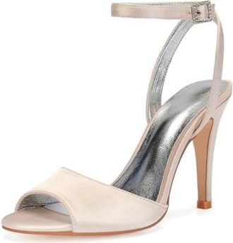 Generic Sandales &Agrave; Bout Ouvert Mari&eacute;e Stylet Talons Femmes Et&eacute; Talon Mariage Soir&eacute;e Chaussures Femmes 10.5Cm,Champagne,42 EU