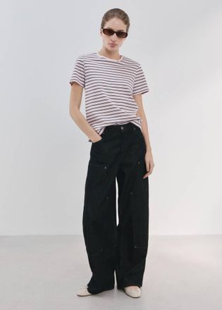 Mango Kurz&auml;rmliges Baumwoll-T-Shirt hellrosa - Damen - XXS - MANGO