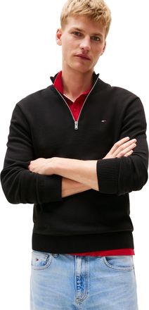 Tommy Jeans Herren Pullover mit Reißverschluss Light mit Stehkragen, Schwarz (Black), XXL