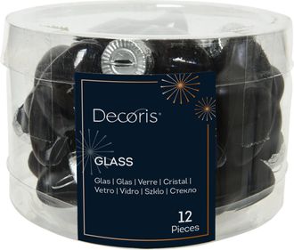 Kaemingk Christbaumschmuck Sterne Glas 4cm x 12 St&uuml;ck Weihnachtskugeln Weihnachtsbaum schwarz