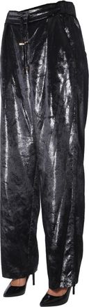 Balmain Velvet Lurex Wide-Leg Trousers - Black