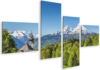 Islandburner Bild auf Leinwand Kirche In Den Alpen Mit Schneebedeckten Bergen Bilder Wandbilder Poster