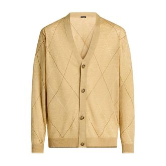 Kiton Reiner Leinen-Cardigan - - Knitwear - Herren - Gelb - L