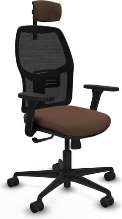 Piqueras y Crespo Alfera Sessel f&uuml;r Home Office mit 3D-Armlehnen, h&ouml;henverstellbare Lendenwirbelst&uuml;tze und h&ouml;henverstellbares Kopfteil und Neigung, Schwarz/Dunkelbraun