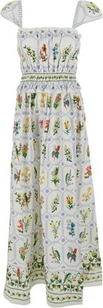 Farm Rio Farm Rio, Femme, Robes, Blanc, Taille: 40 FR Robe Longue &agrave; Col en V et Manches Courtes