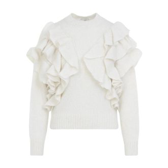 Elisabetta Franchi Strickpullover mit R&uuml;schen - - Knitwear - Damen - Wei&szlig; - L