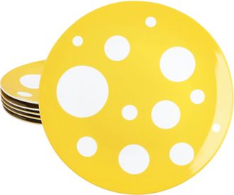 MamboCat Pula gelb 6er Set Speiseteller I Ø 27cm I Porzellan-Essteller mit Punkten für 6 Personen I große Teller für Hauptmahlzeiten, zum Grillen & Co