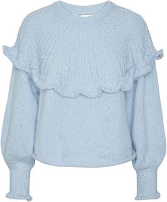 Pieces Pcsikka Ls Oneck Knit BC Sweater, M Femme