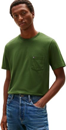 Tommy Hilfiger Men Essential Solid Pocket Tee MW0MW37283 S/S T-Shirt, Gr&uuml;n, XXL, Gr&uuml;n (Mountain Pine), XXL
