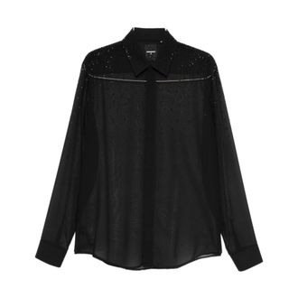 Patrizia Pepe Homme, Chemises, Noir, Taille: M Chemise Fluide L&eacute;g&egrave;re avec Strass