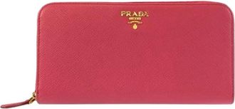 Prada Portefeuille long Pre-owned en cuir Saffiano - Femme - Pre-owned - Rose - Taille: ONE Size