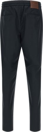 Kiton Virgin Wool with Contrast Red Button Trousers - Navy