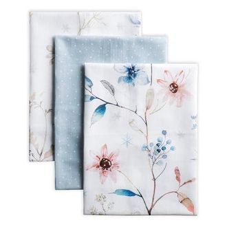 Maison d'Hermine Maison dHermine Ice Florals Lot de 3 torchons de cuisine, bar multi-usages doux et absorbants 100 % coton - Printemps/&eacute;t&eacute; - 50 x 70 cm