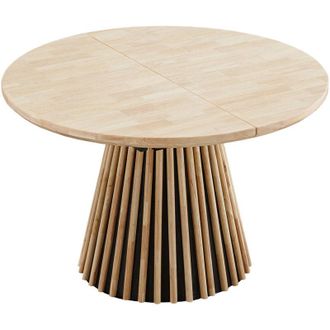 PEGANE Table &agrave; manger ronde, table de repas extensible coloris Ch&ecirc;ne naturel - Longueur 120 - 160 - 200 x Largeur 120 x Hauteur 76 cm