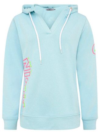 Zwillingsherz Hoodie Moin Koordinaten V-Ausschnitt, mit MOIN und Anker Stickerei, Kapuze und Kordelzug