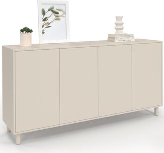 IDMarket Sideboard 160 cm BERTILLE mit 4 Holzt&uuml;ren in beige