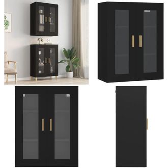 vidaXL Armoire murale suspendue Noir 69,5x34x90 cm - Armoire Murale - Meuble De Rangement - Armoire Suspendue - Buffet - &Eacute;tag&egrave;re Murale - Home & Living
