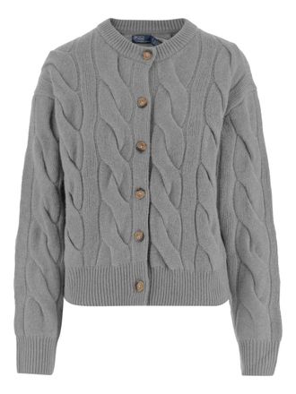 Polo Ralph Lauren cardigan en maille torsad&eacute;e - Bleu